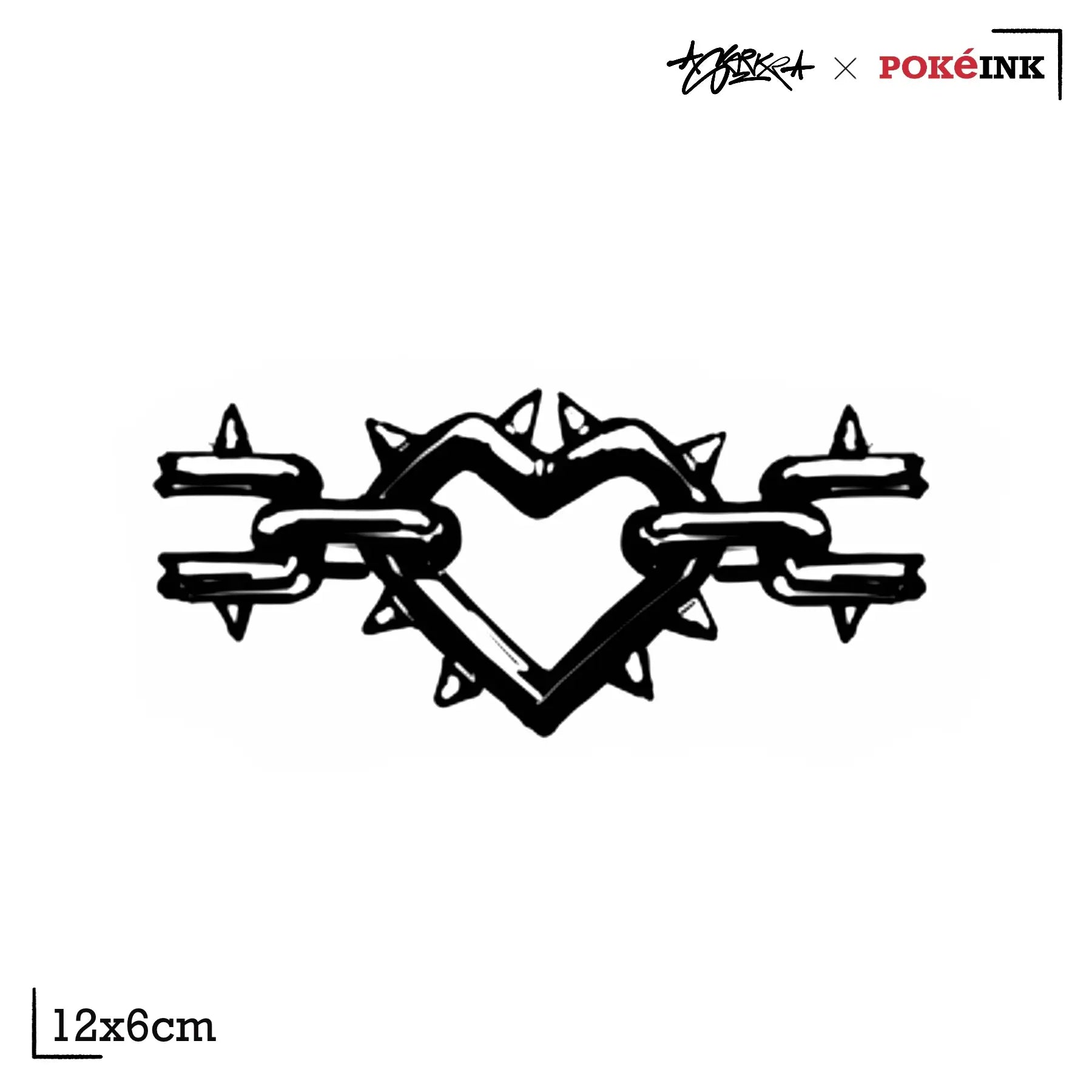 SUCK1 x POKéINK Spikey Chain with heart Tattoo